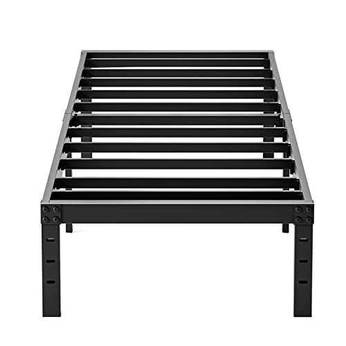 Artimorany Twin XL Bed Frames 18 Inch Tall, Heavy Duty Metal Platform, 2500lbs Steel Slats Support, No Box Spring Needed, Noise Free, Easy Assembly Black