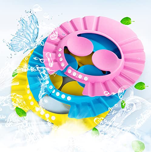 Kangwell Shower Cap Bathing Cap | with Earshield Soft Adjustable Visor Hat Safe Shampoo Shower Bathing Protection Bath Cap for Elderly, Pregnant and the Disable Patient (PINK)