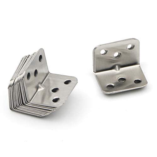 Pxyelec 20pcs L Bracket, Stainless Steel Right Angle Code Corner Brace Joint Bracket Angle, 6 Hole, 36mm x 28mm x 1.0mm (Thick)