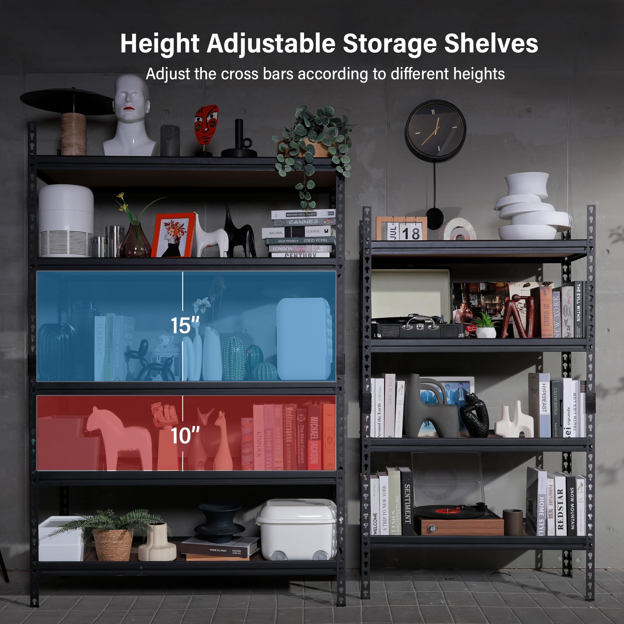 AHEONLAR Storage Shelves 4 Tier Adjustable Garage Storage Shelving, Heavy Duty Shelving Unit Metal Storage Shelves for Warehouse Pantry Closet Kitchen,16“D×36”W×60“H, Black