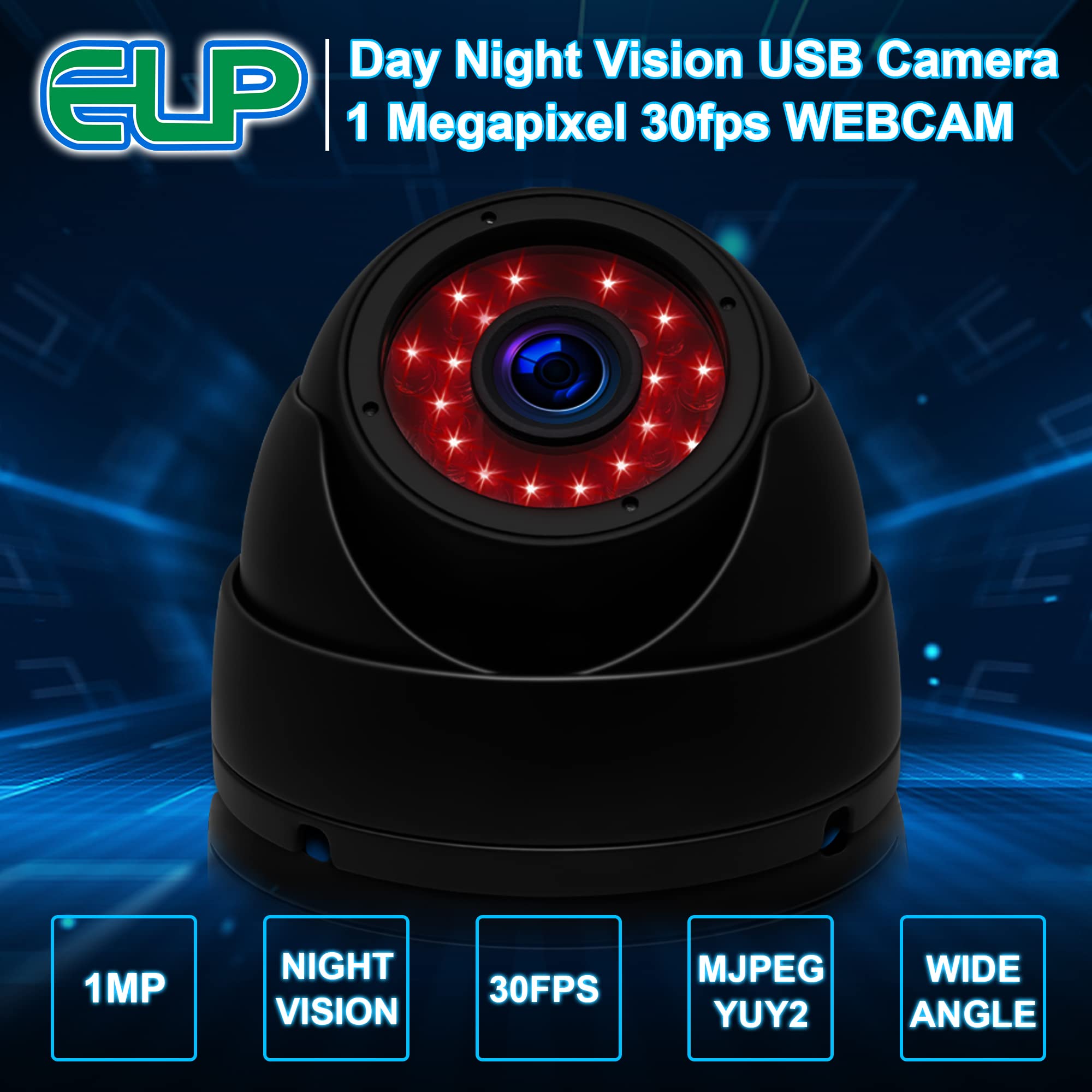 IEights Webcamera_USB USB Infrared Camera Day Night Vision PC Camera CCTV Dome IR Webcam for Computer Indoor Outdoor Waterproof USB Security Camera High Speed Lightburn Camera for Laser Engraver
