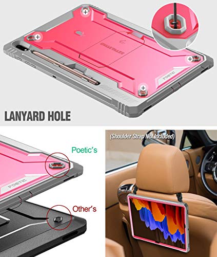 Poetic Revolution Case Designed for Galaxy Tab S7 Plus 2020 / S8 Plus 2022 12.4 inch, Full-Body Heavy Duty Case with S Pen Holder, Support S Pen Wireless Charging,Built-in-Screen Protector, Pink