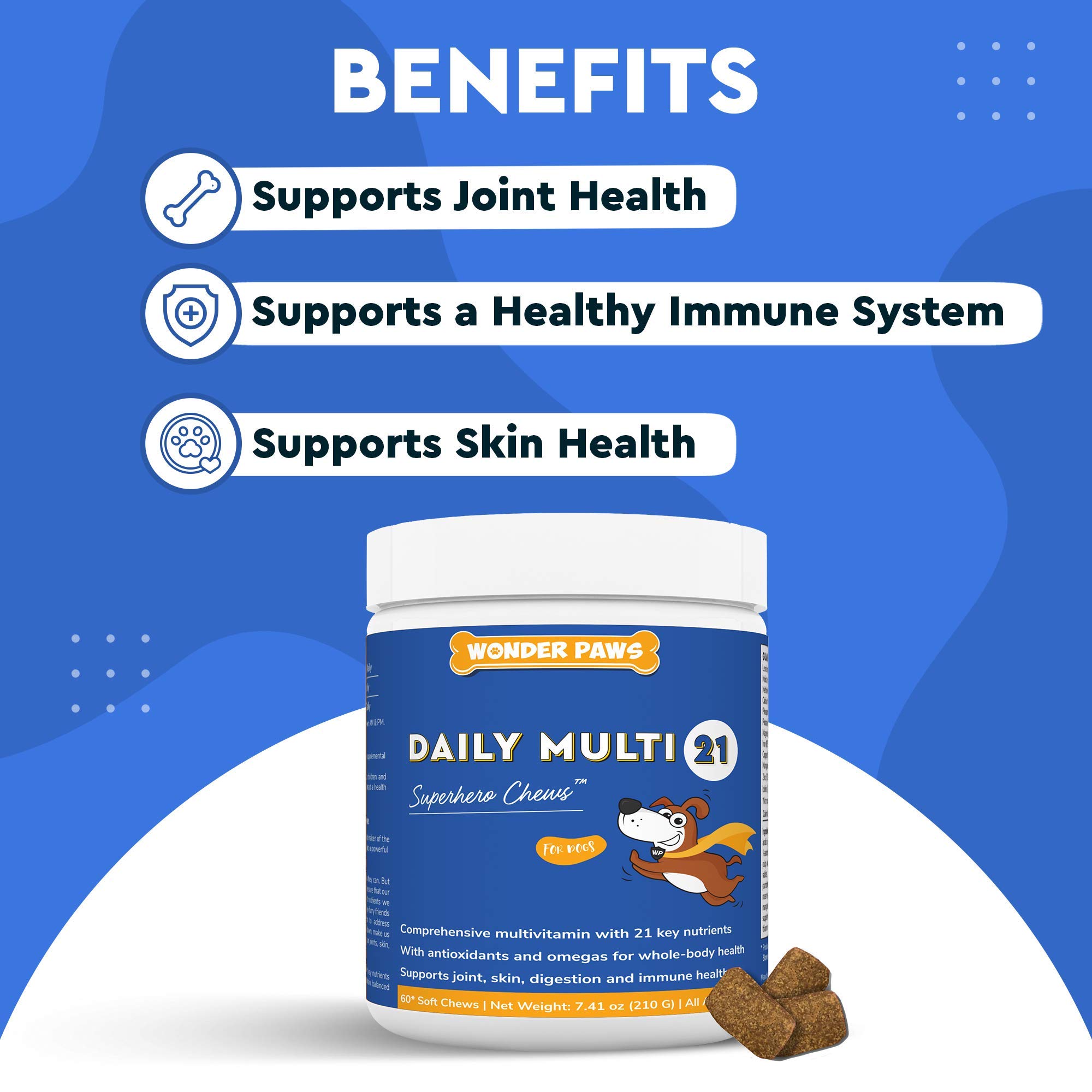 WONDER PAWS Omega Max Fish Oil Plus Daily Multivitamin Chews - for Dog Joint Health, Skin Moisture, Immune System Support & Daily Wellness - Omega Max 16 Ounces - Multivitamin 60 Chews