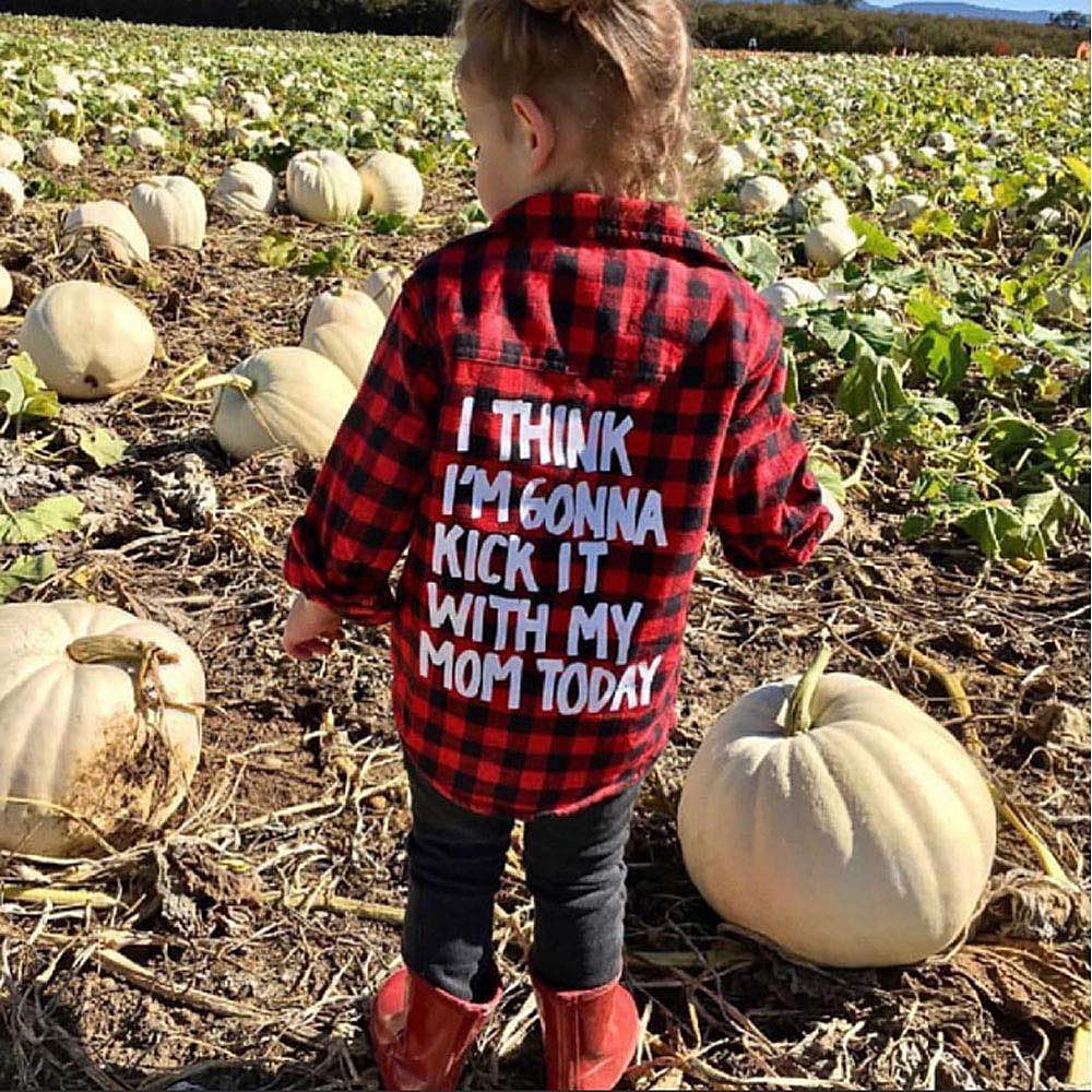 Toddler Long Sleeve Shirt Baby Boy Girl Plaid Top for Toddler Spring Winter Coat for Kid (Red Plaid, 2-3 T)
