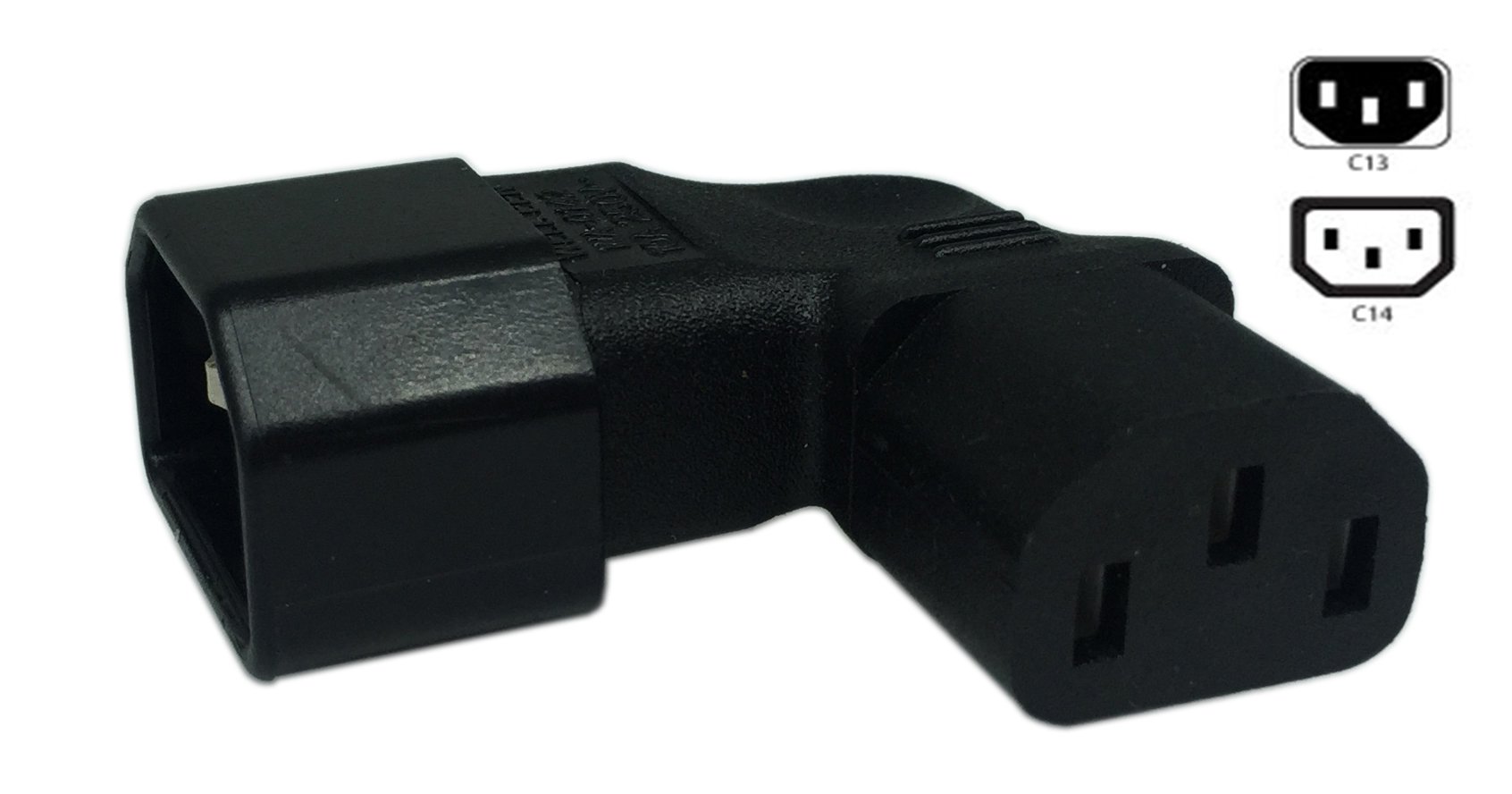 Cerrxian Left Angle IEC 320 C14 3 Pin Male to C13 Female PDU PSU UPS Power Extension Adapter Receptacle for LCD LED TV Wall Mount