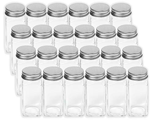 SimpleHouseware Spice Jars 4 Ounce Square Bottles w/labels, 24-Pack
