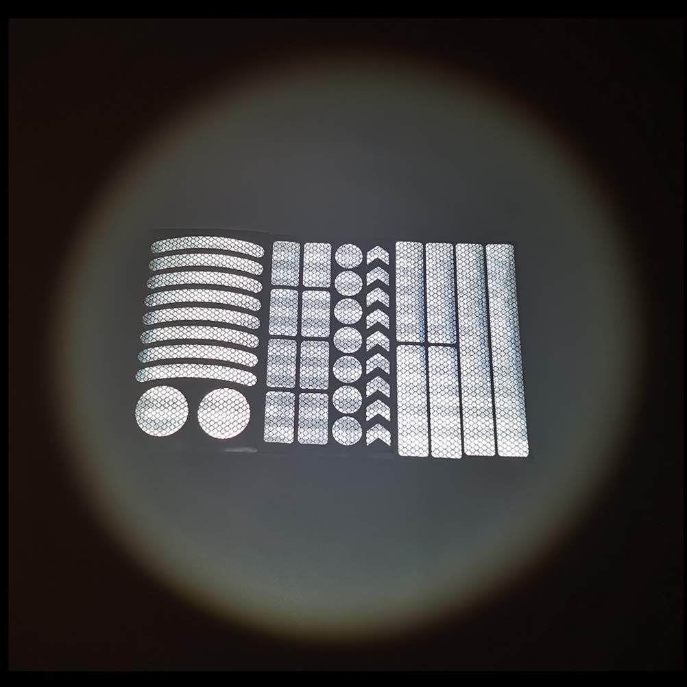 42Pcs Reflective Stickers, Reflective Helmet Bicycle Stickers, Reflective Decals, BikeReflective Tape, NightSafety StickersforBicycle, Wheelchairs, Motorbike, Helmet, Scooter (White)