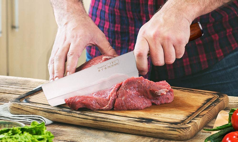 MannyGa Nakiri Knife 7 Inch Japanese Chef's Knife with Ergonomic Handle,Meat Cleaver and Asian Chef Knife for Kitchen and Restaurant.