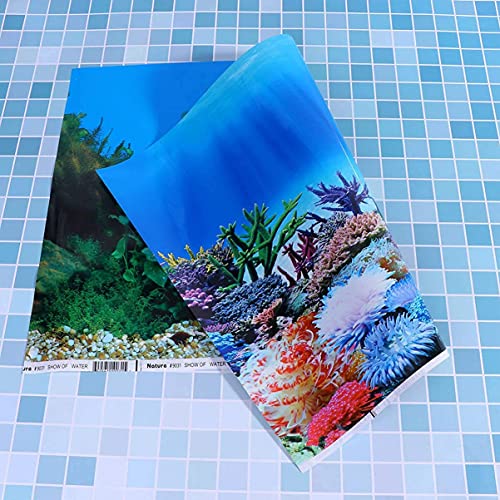 POPETPOP Fish Tank Background - 2 Sided Aquarium Wallpaper Aquarium Background Sticker Tank Decoration - 30x42cm
