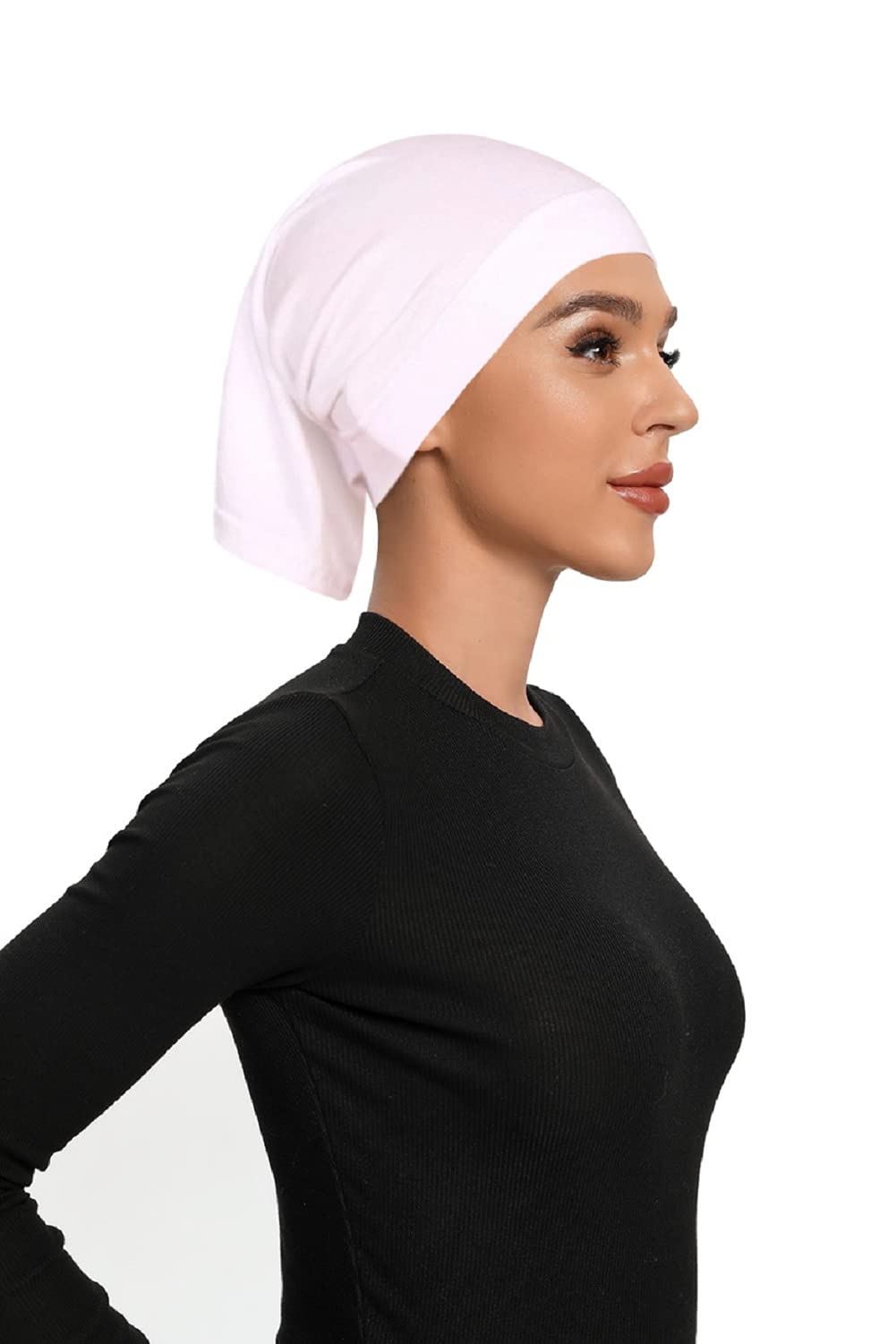 4 Pieces Hijab Undercap Hijab Underscarf Hijab Cap for Women (Light Grey/White/Navy Blue/Black)