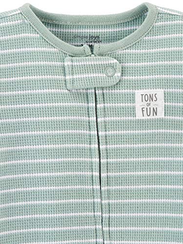 Simple Joys by Carter's Baby 2-Way Zip Thermal Footed Sleep and Play, Pack of 2, Mint Green Stripe/White Avocados, Newborn
