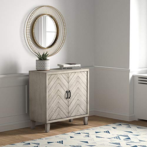 Amazon Brand β Stone & Beam Chevron Bar Cabinet, Light Gray Wood