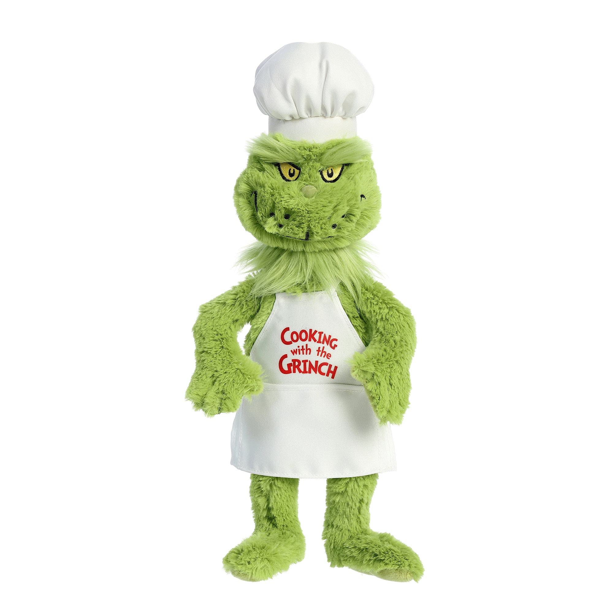 Aurora® Whimsical Dr. Seuss™ Chef Grinch Stuffed Animal - Magical Storytelling - Officially Licensed - Green 14 Inches
