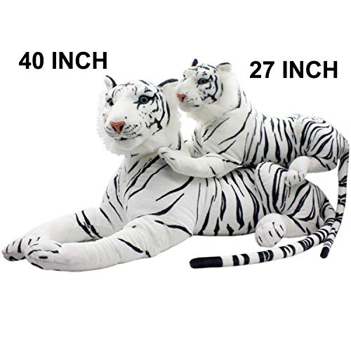 TAGLN Large Stuffed Animals Tiger Toys Giant Plush Big (White, 18 Inch)