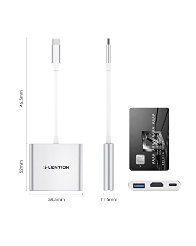 LENTION 3-in-1 USB C Hub with 100W Power Delivery, USB 3.0 & 4K HDMI for 2022-2016 MacBook Pro, New Mac Air/Surface/Chrome/Steam Deck, More, Stable Driver Adapter (CB-C14, Silver)