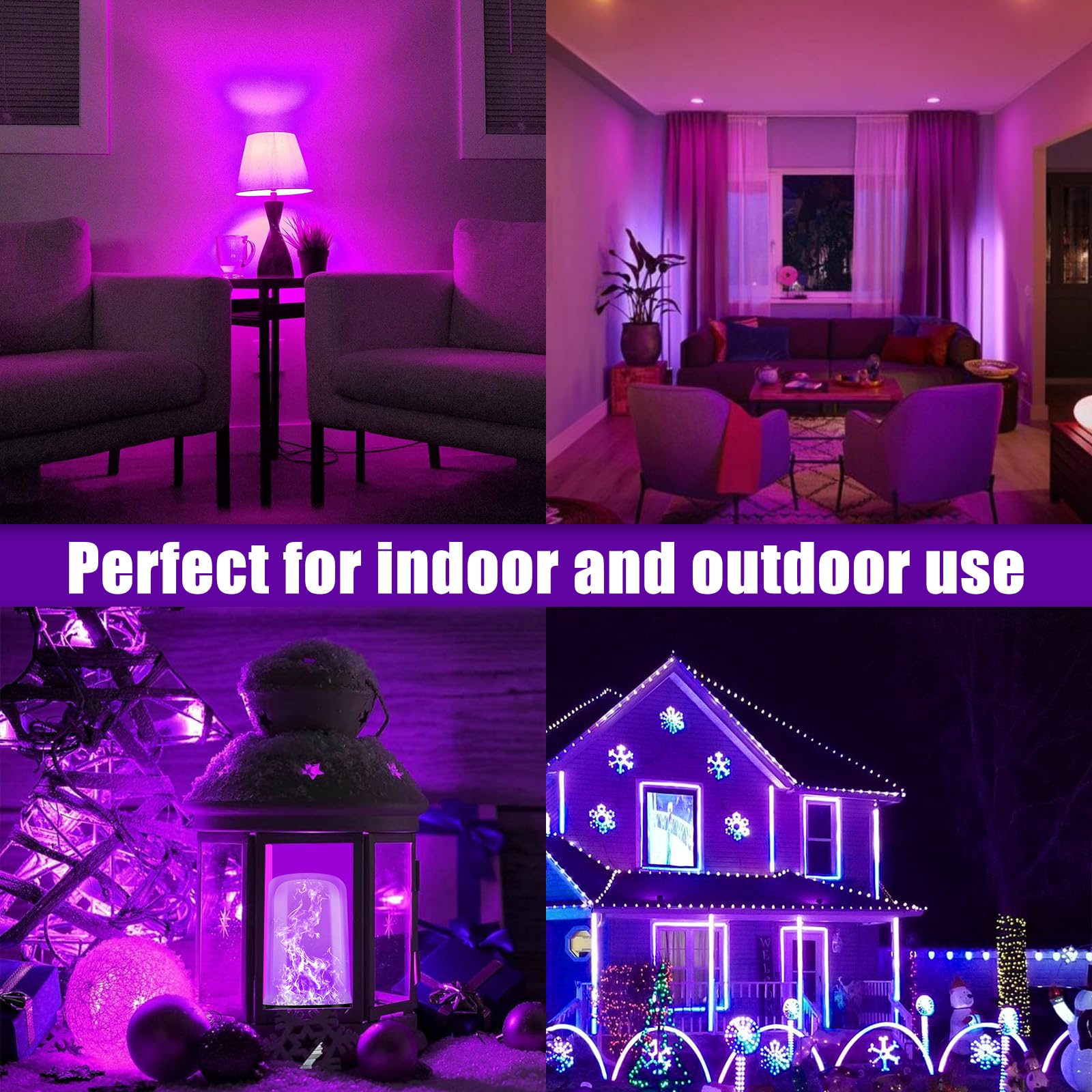 Bestview LED Flame Effect Light Bulbs,4 Modes Smart E26/E27 Base Flickering Fire Light Bulbs for Halloween, Christmas, Party, Porch, Indoor&Outdoor Home Decoration Lighting (Purple 2 Pack)