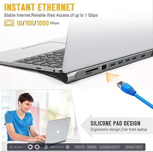 USB C Hub, PowerExpand 11-in-1 with 100W Power Delivery, 4K 60Hz HDMI Port, USB C and 2 USB A Data Ports, Ethernet Port, 3.5mm Audio, Micro SD and SD Card Reader for MacBook Pro Accessories