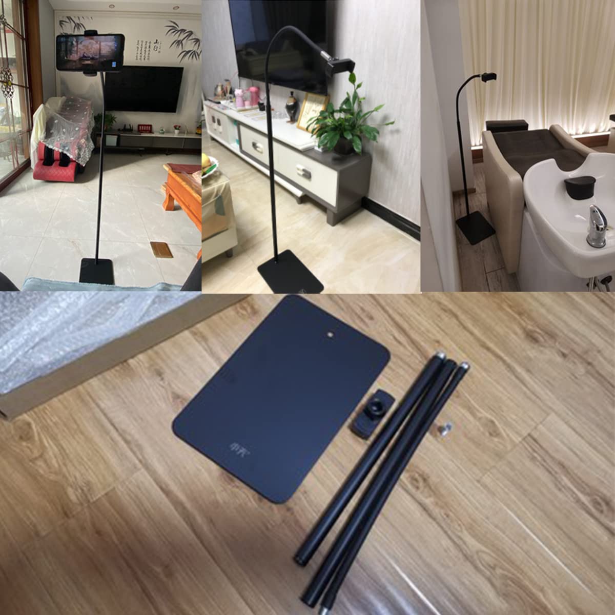 Viowey Gooseneck Phone Holder, Height Adjustable Tablet Floor Stand Holder Compatible with 4.6"- 12.9"Cellphone, Tablet, iPhone, iPad Pro Air Mini, Tablet, Kindle, 360° Rotation