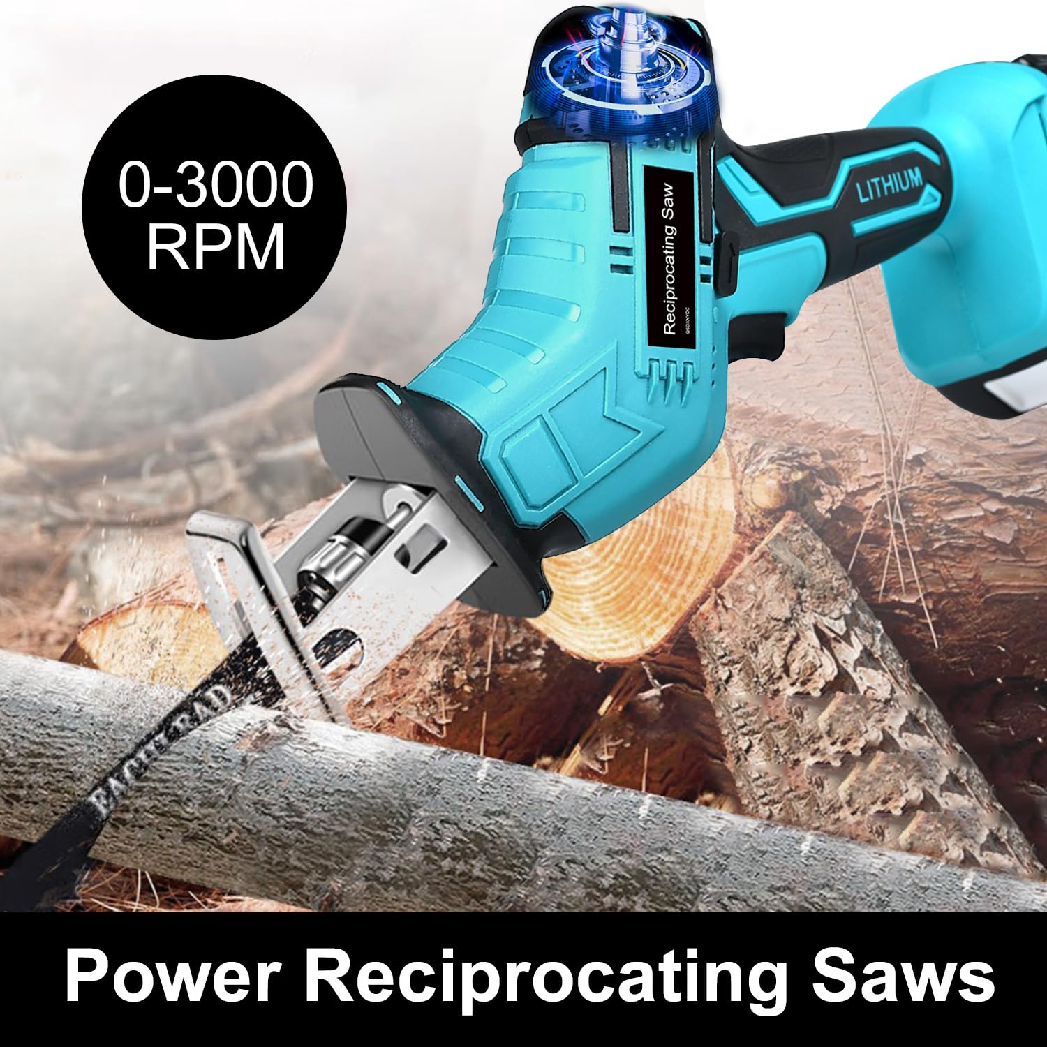 Cordless Power Reciprocating Saws Tool 0-3000 RPM for Makita 18V LXT BL1850B Battery Compact One-Handed Recipro Saw for Wood/Metal/PVC Cutting(No Battery)