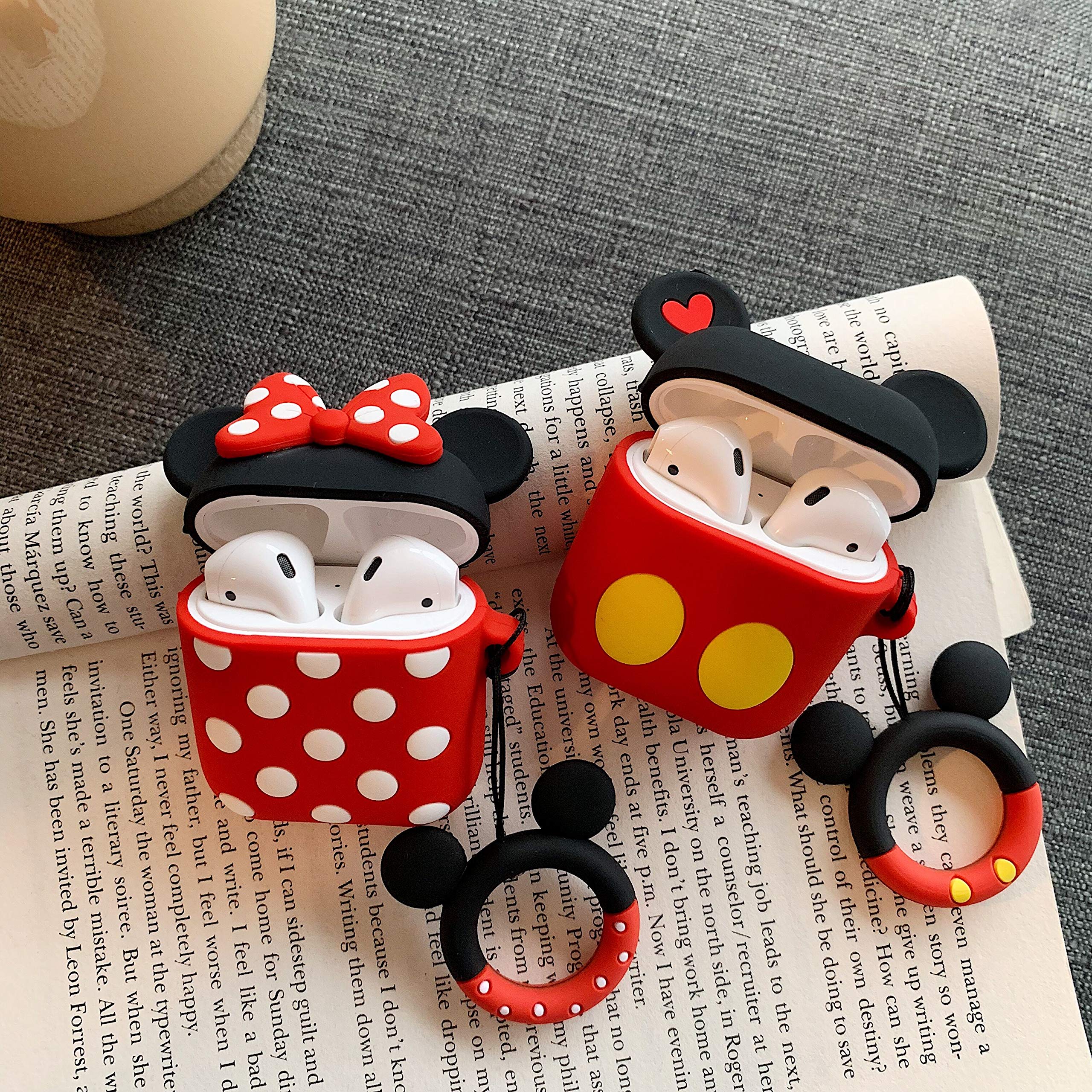 iFiLOVE Compatible with Airpods Case, Cute Cartoon Airpods Cover, Soft Silicone Shockproof Protective Case Cover Skin with Ring Buckle Holder for Apple Airpods 1 & 2 Charging Case(#2)