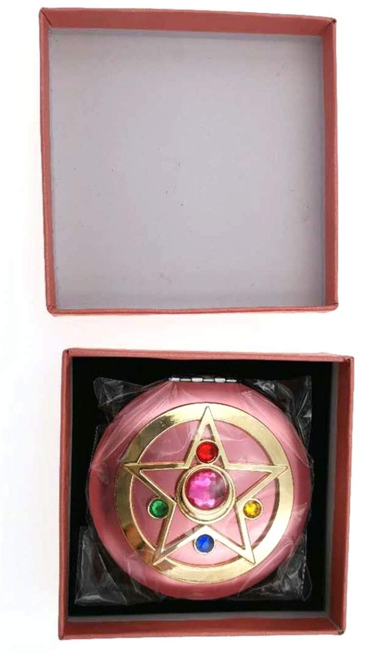 Makeup Compact Mirror Personal Makeup Mirror Portable Travel Handheld Foldable Double Sided Mirror with Crystal Star Miao WU
