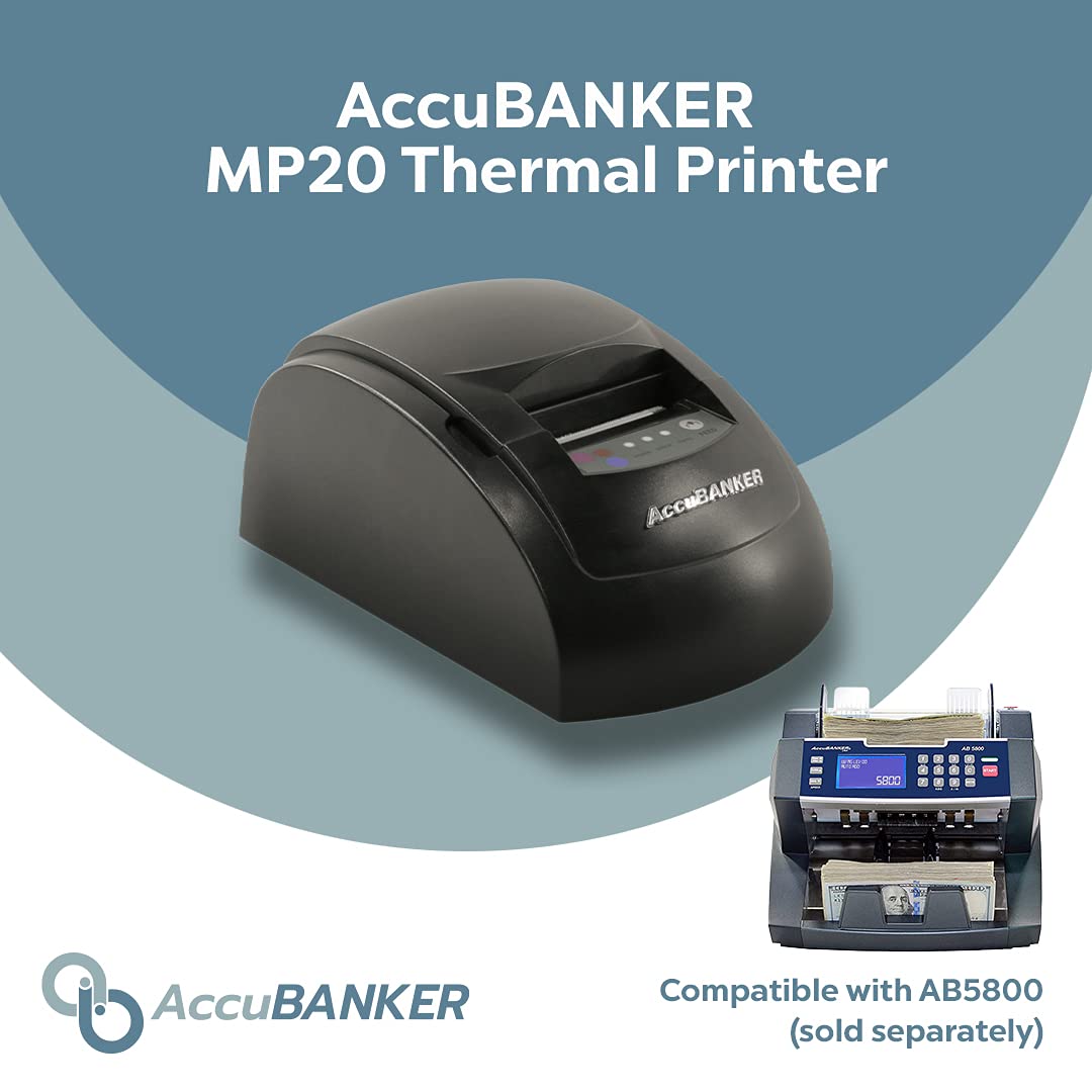 AccuBANKER MP20-58 Thermal Printer for AB5800 Bill Counter - Prints Reports of Verified Bills, Quick and Easy to Use, Compact Design, Quick Printing Speed, Low Noise Level (AB5800 Compatibility)