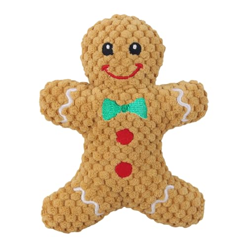 Stuffed Christmas Dog Toys, Cute Christmas Themed Squeaky Dog Toy, Puppy Gingerbread Man Chew Toys, Puppy Chew Santa Toys, Puppy Chew Toys Soft Pet Toys Tough Dog Chew Toys for Aggressive Chewers