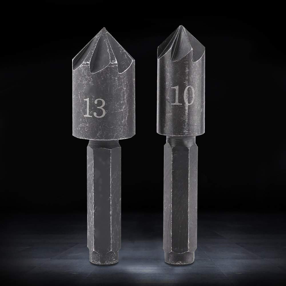 Chamfer Bit,7 Flute 82 Degrees 1/4" Hex Shank High Carbon Steel Countersink Cutter Bits for Wood, Plastic and Other Soft Material(2pcs)