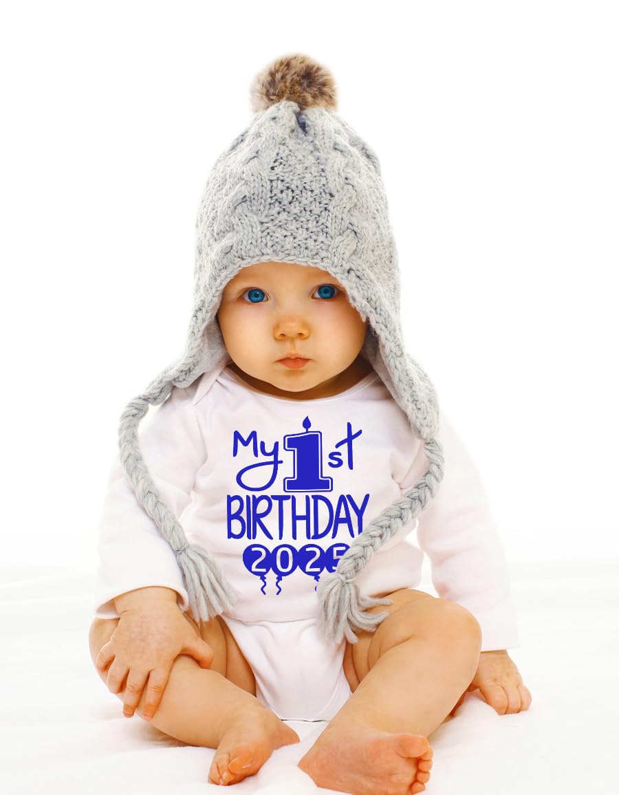 Reaxion Handmade Cute Baby Boy Girl My 1st Birthday 2025 First Party Cake Outfit Bodysuits (18M, 2025 RLB LS)
