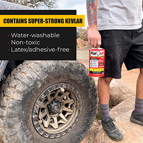 FlatOut Tire Sealant Sportsman Formula - Prevent Flat Tires, Seal Leaks, Contains Kevlar, 32-Ounce Bottle, 4-Pack