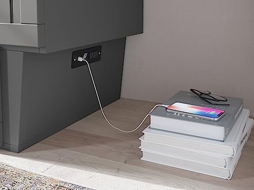 AFI, Nantucket Murphy Bed Chest with 6 inch Memory Foam Folding Matttress, Built-in Charging Station and Storage Drawer, Full, Grey