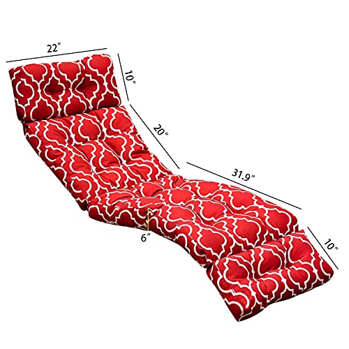 Aoodor 72“ x 22” x 6" Patio Furniture Chaise Lounger Recliner Cushion Fabric Slipcover Foam - Flower Pattern