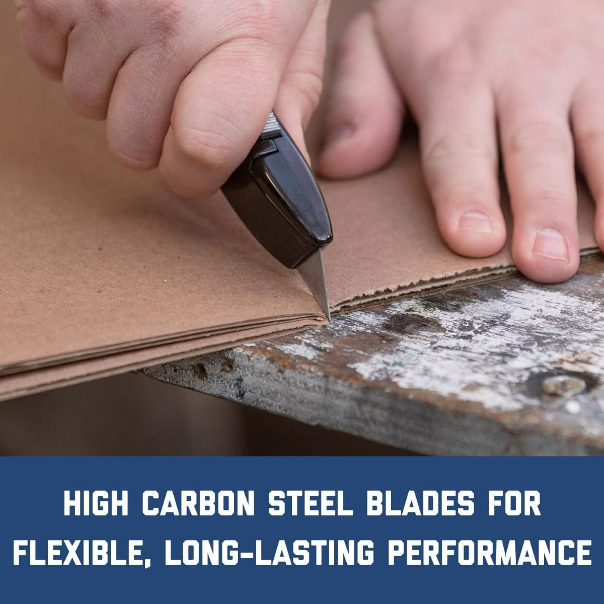 AccuTec Pro 2-Notch Utility Knife Blades with Dispenser - Precision Made with High Carbon Steel for Extra Durability - 50 Pack - APBL-8022