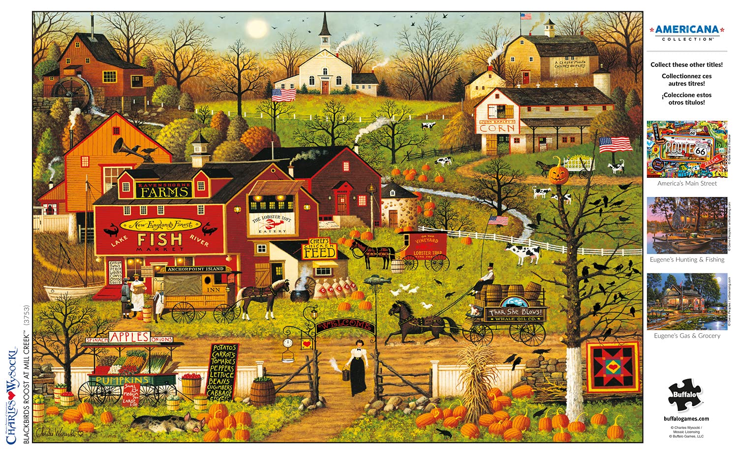 Buffalo Games - Charles Wysocki - Blackbirds Roost at Mill Creek - 500 Piece Jigsaw Puzzle for Adults -Challenging Puzzle Perfect for Game Nights - Finished Size is 21.25 x 15.00