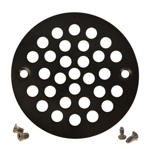 4'' Round Shower Strainer Grate Drain Replacement Cover Matte Black + Tapping & Machine ScrewsâŚ