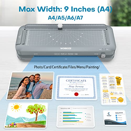 Laminator, A4 Laminator Machine, WORIKIZE Thermal Laminator with Laminating Sheets 20 Pouches for Home Office School