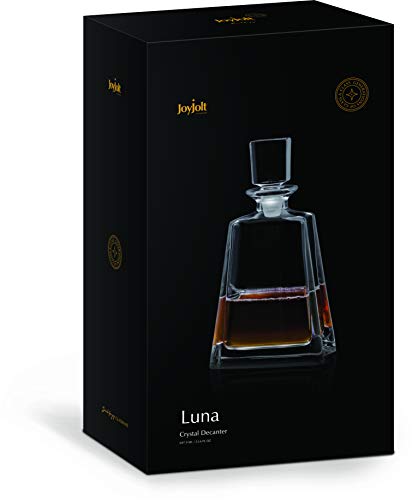 Luna Whiskey Decanter β 23 oz Crystal Modern Decanter β Small Liquor Decanter with Stopper β Booze Decanter for Whiskey, Bourbon, Brandy, Liquor, and Rum β Scotch Bar Container