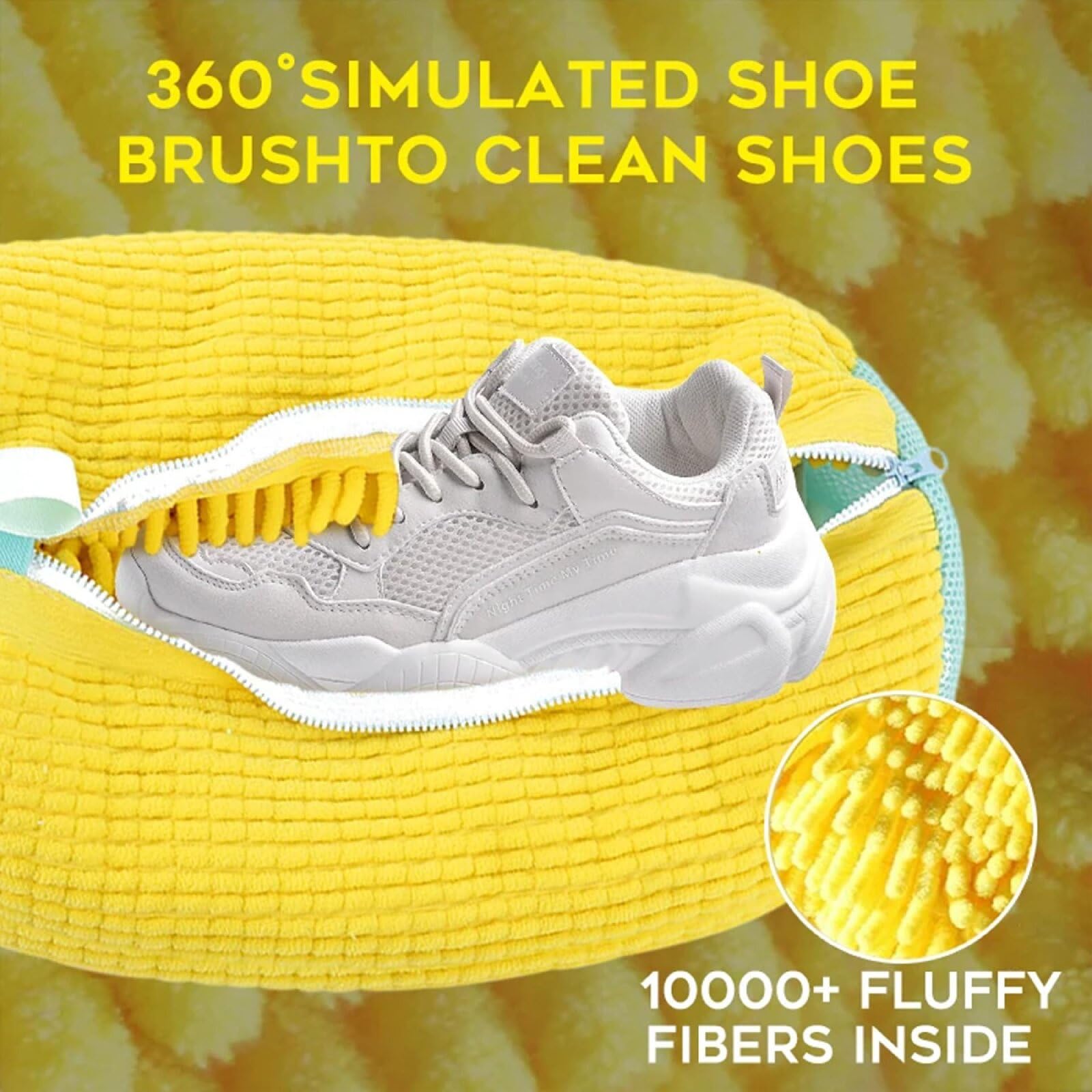 2Pcs Shoe Washing Machine Bag,Reusable Shoe Laundry Bag for Washer and Dryer,Shoe Cleaning Bag for Tennis Canvas Sport Shoes-Yellow
