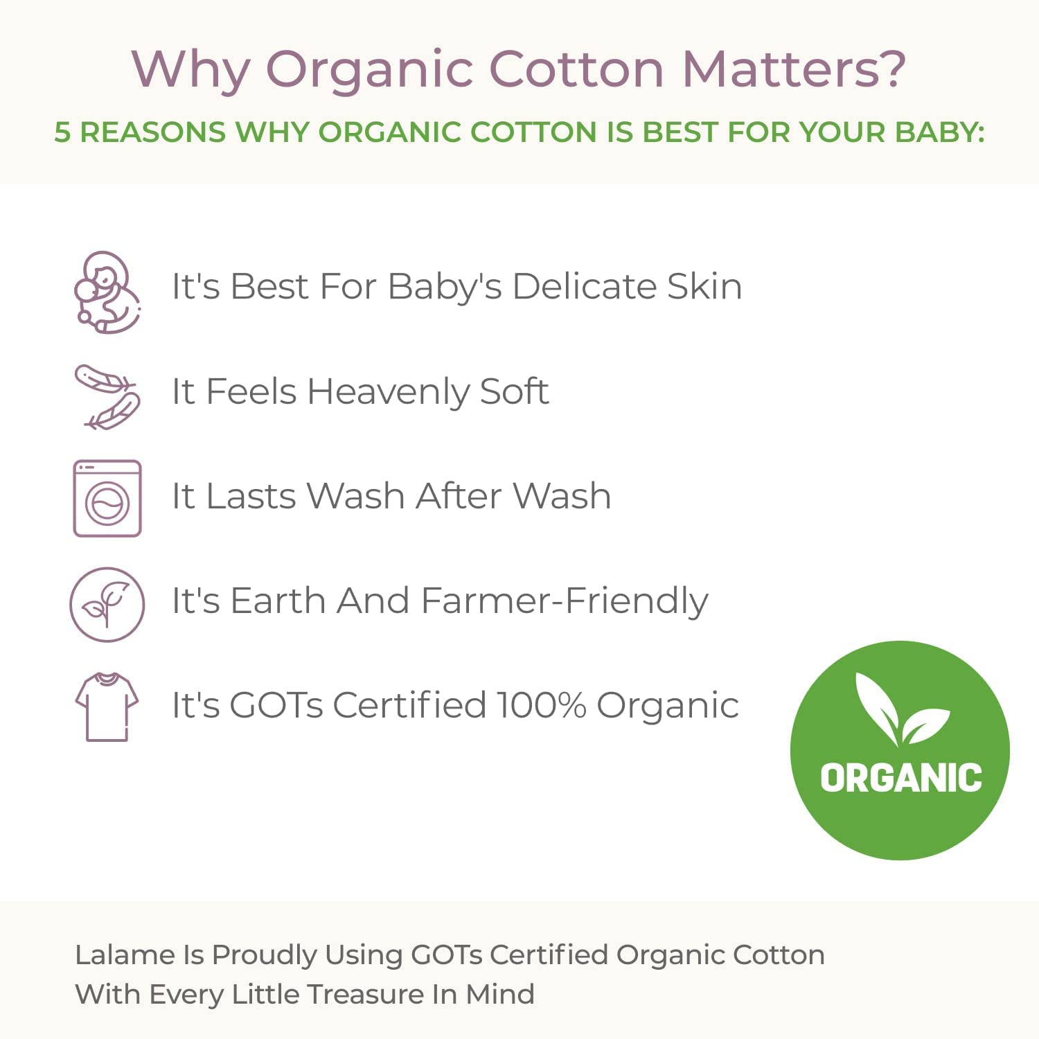 LALAME Organic Cotton Wearable Baby Blanket 1 TOG Sleep Sack |Swaddle Sleeping Bag - Machine Washable | Age 2 to 36 Months