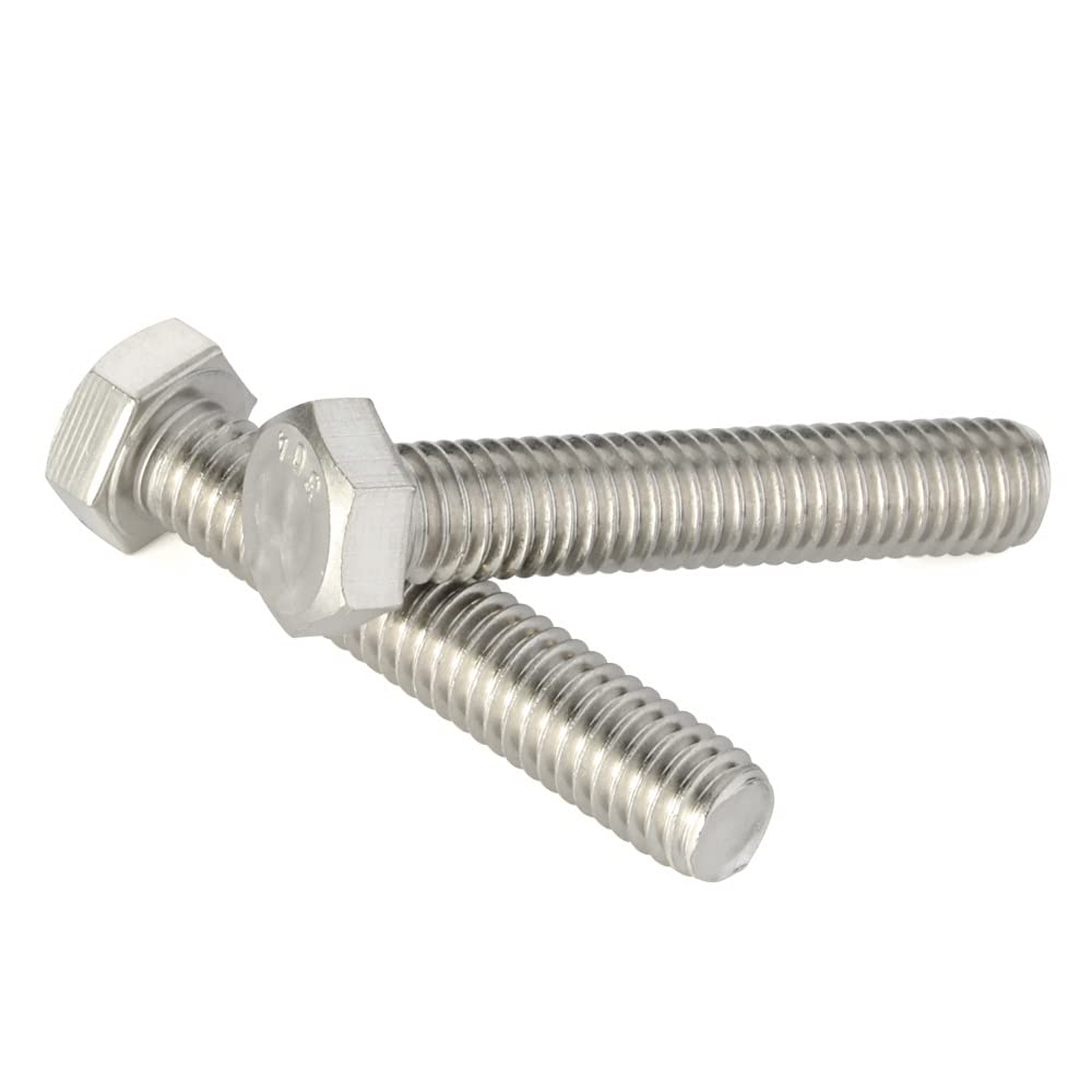 M8-1.25 x 25mm Hex Head Bolts Hexagon Screws, 304 Stainless Steel 18-8, Plain Finish, Fully Threaded, 25 PCS
