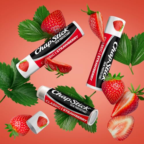 ChapStick Bulk Classic Strawberry Lip Balm, 24-Count – Tinted Lip Moisturizer, Juicy & Sweet, 0.15 Oz Ea