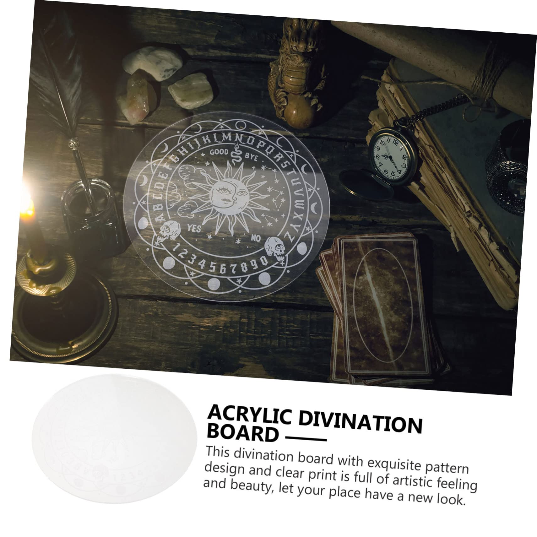 ABOOFAN 4pcs Pendulum Dashboard Divination Board Divination Message Board Divination Pendulum Board Divination Tools Divination Prop Supplies Divination Supplies The Witch Acrylic Letter