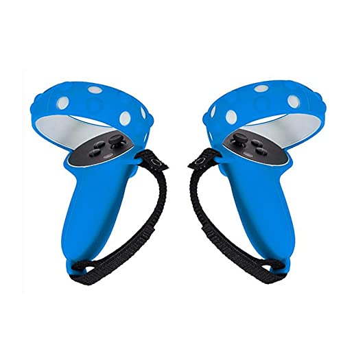 2PCS Silicone Handle Grip Cover Protective Sleeve + Nylon Strap for Oculus Quest 2 VR Controller
