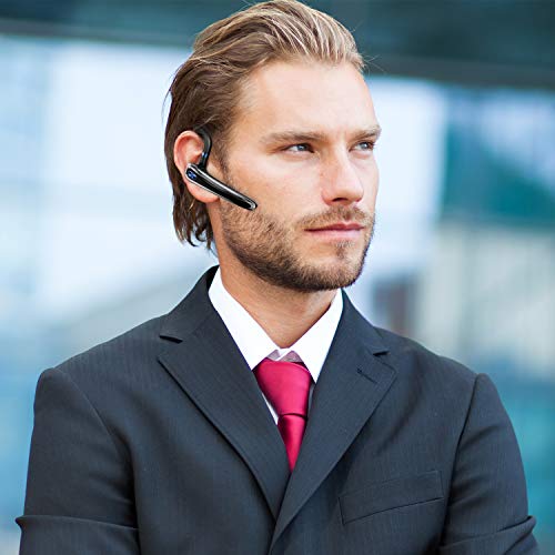 MQQC Bluetooth Headset V5.0 Wireless Bluetooth Earpiece,Hands-Free Earphones with Noise Cancellation Mic for/Business/Office/Driving, Compatible with iPhone and Android(Blue)