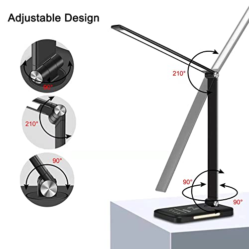 AFROG 8-in-1 4th Gen Multifunctional LED Desk Lamp with 10W Fast Wireless Charger,USB Charging Port,1200Lux Super Bright,5 Lighting Mode,7 Brightness,40 Min Timer,Night Light Function,5000K