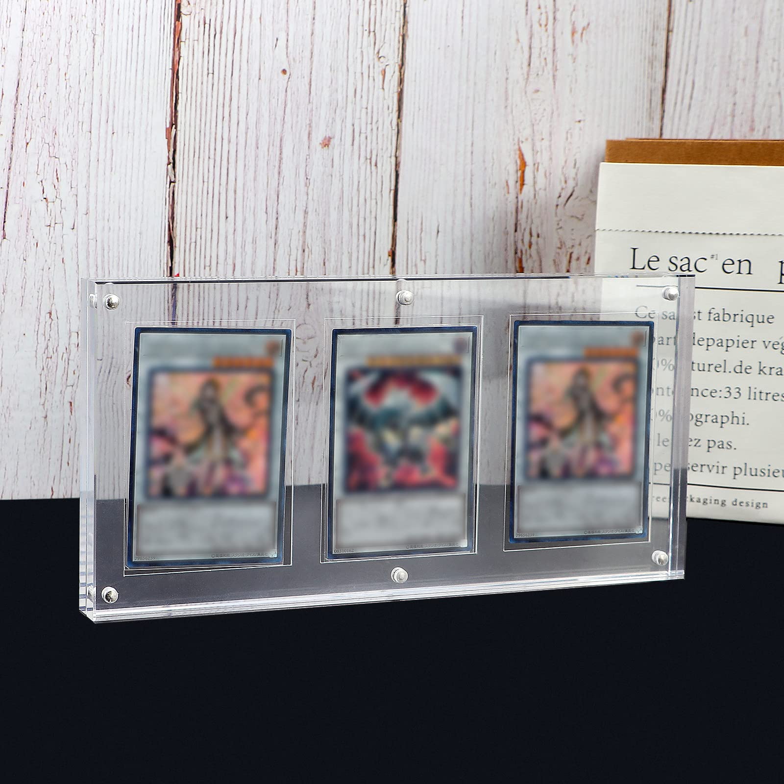 Auveach 1 Pack 35PT Acrylic TCG Triple Cards Frames, One-Touch-Open, Card Display, Clear Card Stands, Transparent Card Stands (Triple 1 Pack, 20mm)