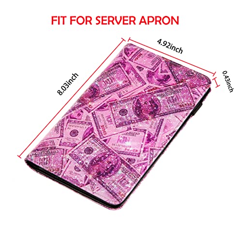 Beceere Pink Server Book, Server Books for Waitress, Server Book with Zipper Pocket, Cute Server Book, Waitstaff Organizer Waitress Book with Money Pocket and Zipper Fit Server Apron