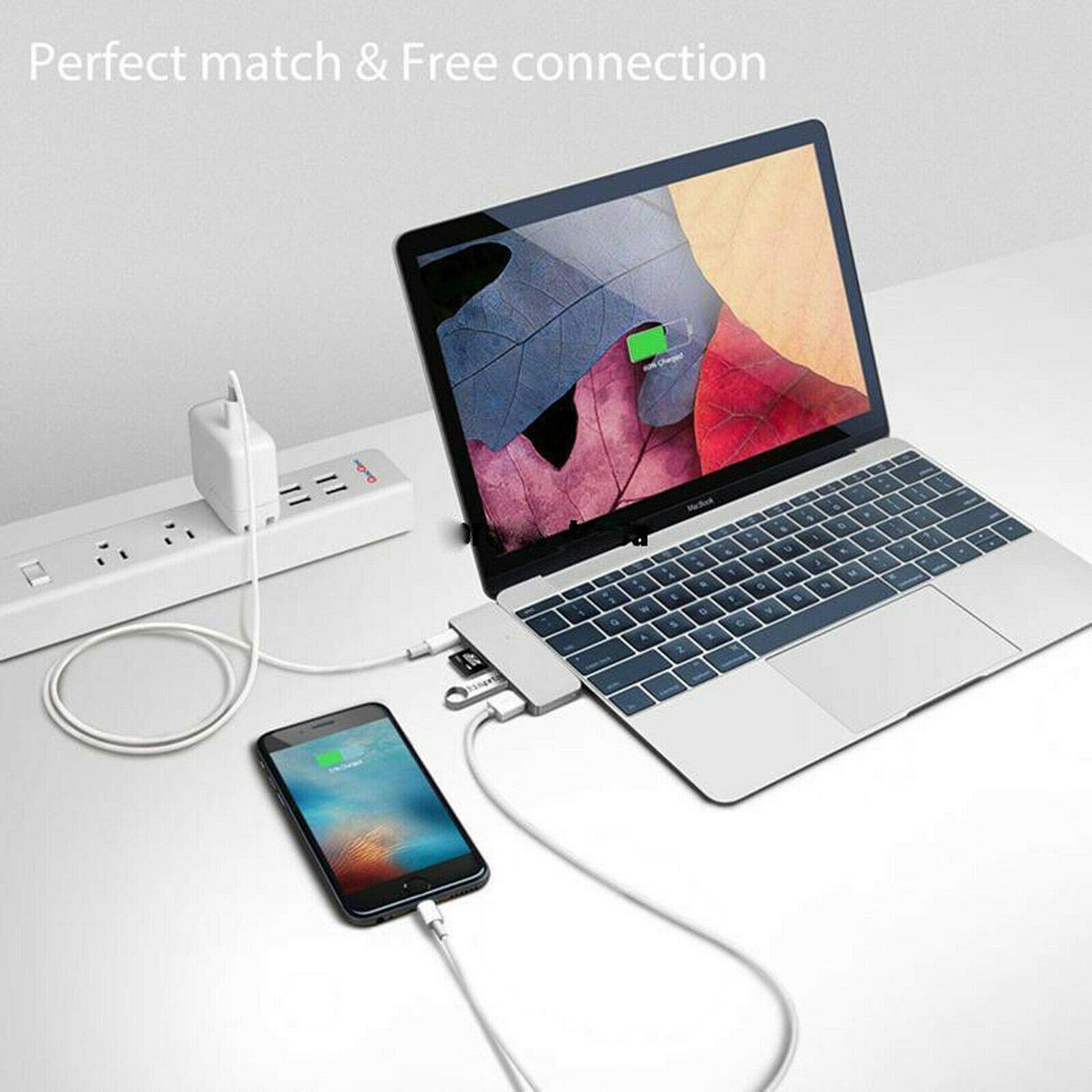 Plus Mi Life 5 in 1 Type-C Hub USB3.0 Multi Charging Port Adapter Card Reader for MacBook Pro