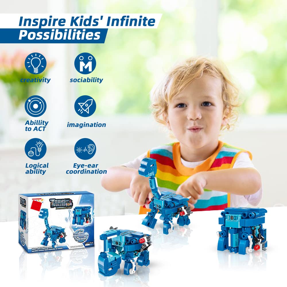 Building Kit Transforming Toys STEM Building Blocks 2 in 1 Construction Toys for Kids Building Set for Boys and Girls Age 6 7 8 9 10 Years (Thunder Sauropod)