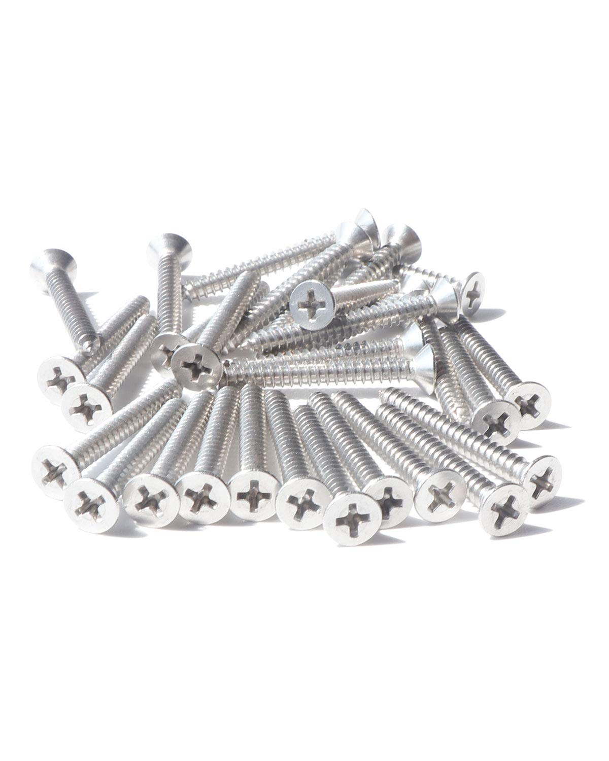 IMScrews 50pcs #12 x 1-1/2" (38mm) Stainless Flat Head Phillips Wood Screws 18-8 (304) Stainless Steel Countersunk Self Tapping Screws